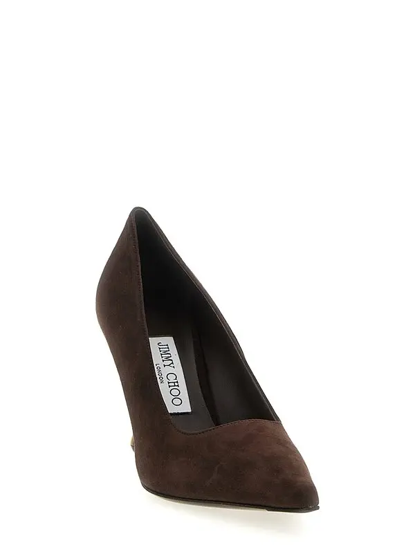 JIMMY CHOO Ixia Suede Pointed Pumps With Sculptural Heel - Brown
