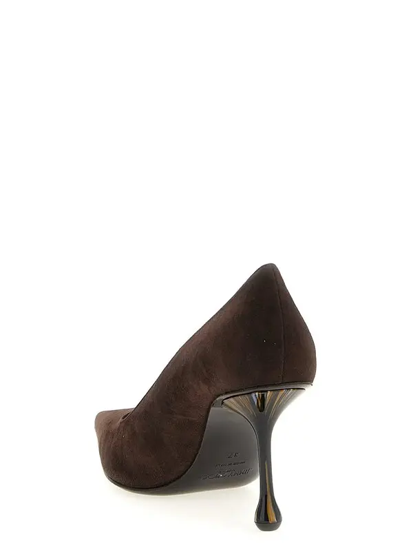 JIMMY CHOO Ixia Suede Pointed Pumps With Sculptural Heel - Brown