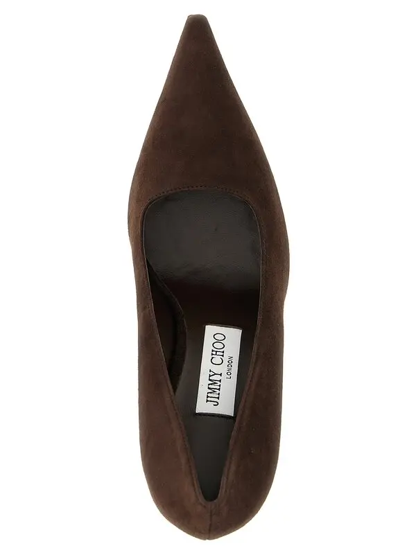 JIMMY CHOO Ixia Suede Pointed Pumps With Sculptural Heel - Brown
