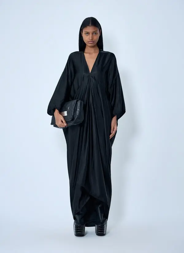 Rick Owens Silk Draped Maxi Dress - Black