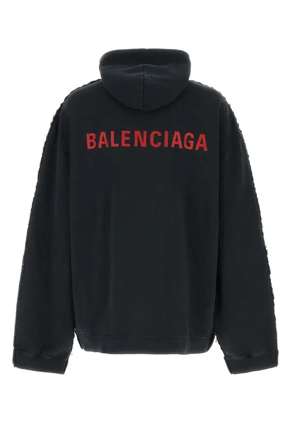Balenciaga Two-tone Denim And Jersey Hooded Jacket - Multicolor