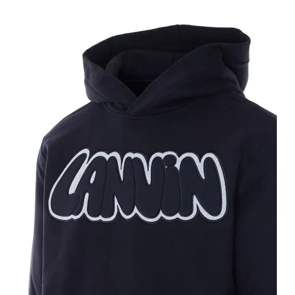 LANVIN Hooded Sweatshirt With Frontal Logo - Black