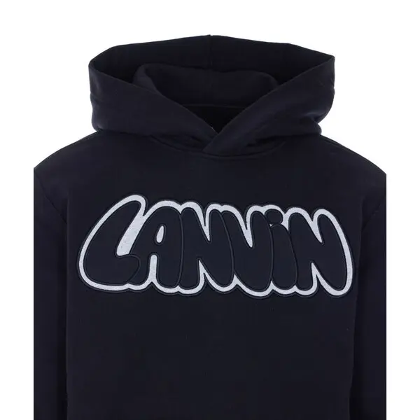 LANVIN Hooded Sweatshirt With Frontal Logo - Black