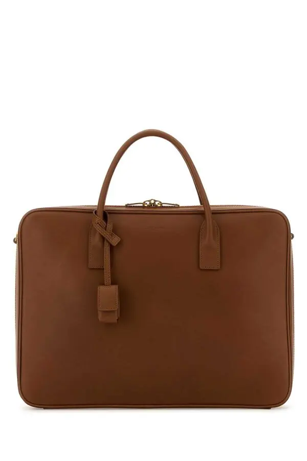 Saint Laurent Caramel Leather Briefcase - Brown