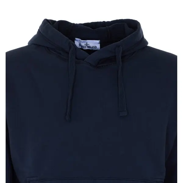 Stone Island Logo Detail Hooded Sweatshirt - Blue