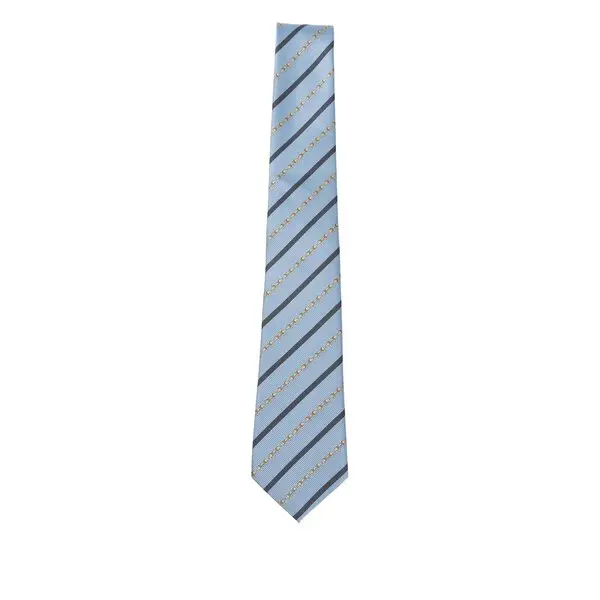 Gucci Silk Neck Tie With Chain Detail - Blue