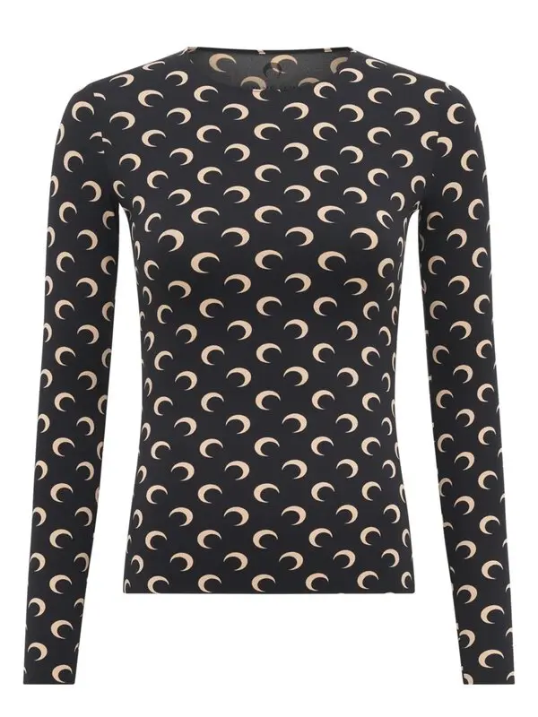 MARINE SERRE Moon Print Slim Fit Top - Black