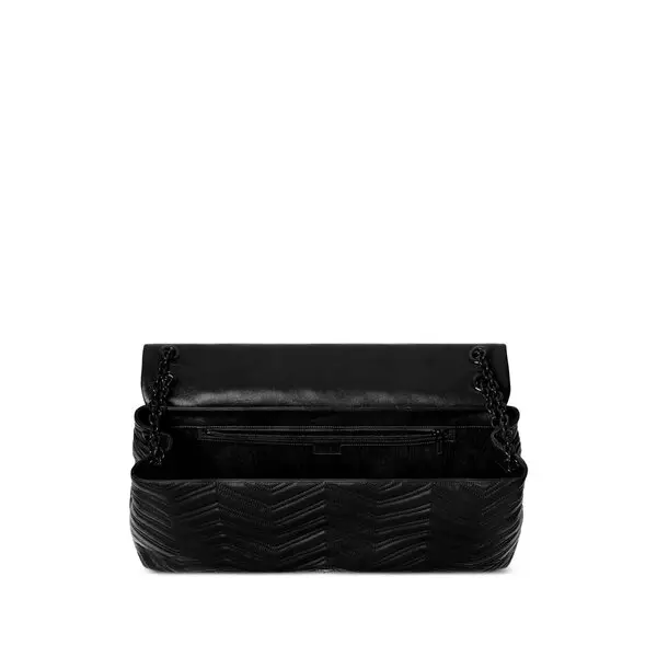Gucci Chevron Gg Logo Leather Shoulder Bag - Black