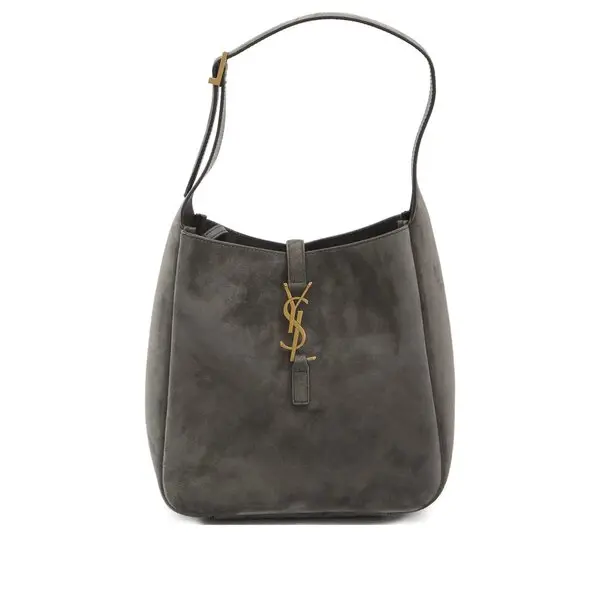Saint Laurent Grey Suede Cassandre Shoulder Bag