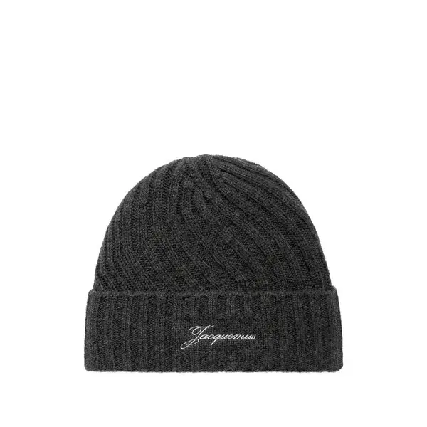Jacquemus Ribbed Knit Beanie - Gray