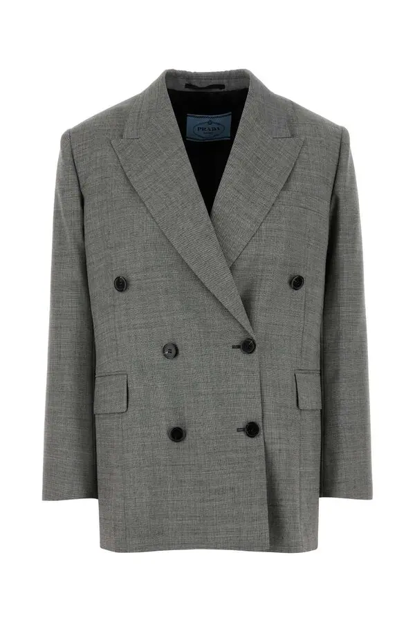Prada Grey Wool Double Breasted Blazer