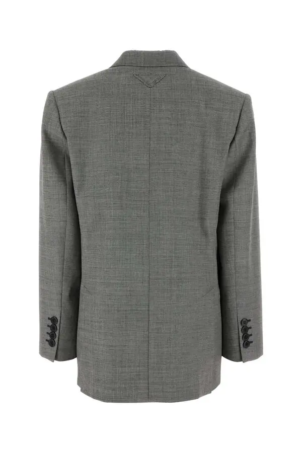 Prada Grey Wool Double Breasted Blazer
