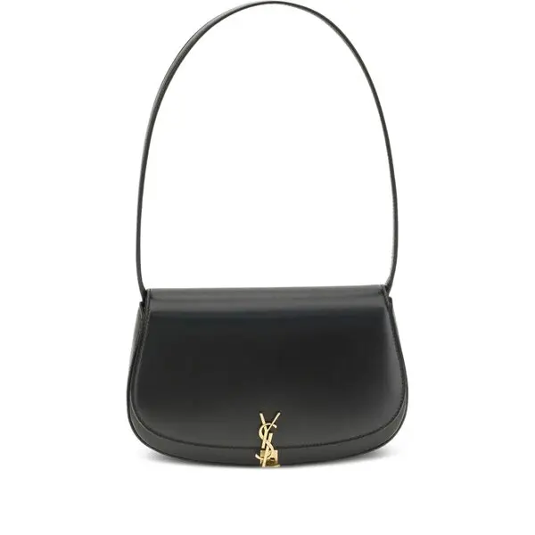Saint Laurent Lambskin Shoulder Bag With Gold-tone Logo - Black