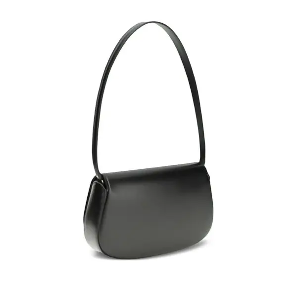 Saint Laurent Lambskin Shoulder Bag With Gold-tone Logo - Black
