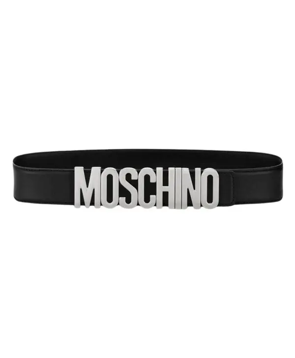 Moschino Leather Belt With Logo Detail - Black