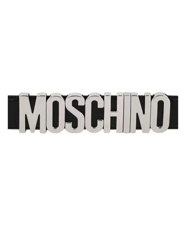 Moschino Leather Belt With Logo Detail - Black