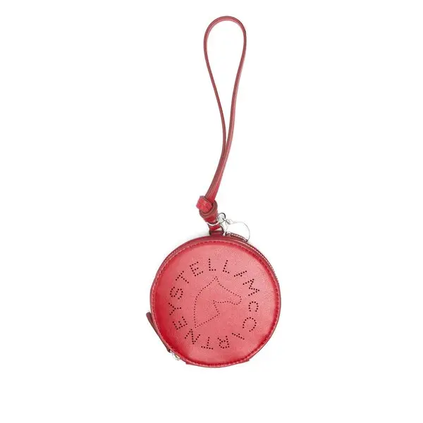 Stella McCartney Perforated Logo Zip Closure Round Keychain