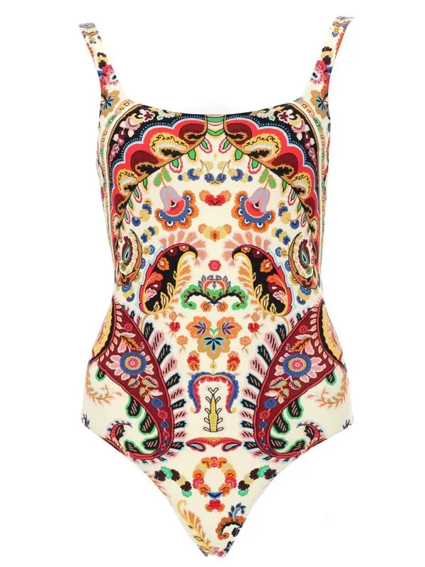 Etro One-piece Swimsuit With Floral Paisley Motif - Multicolor