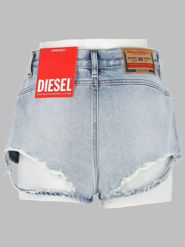 DIESEL® Denim Shorts With Frayed Hems - Blue