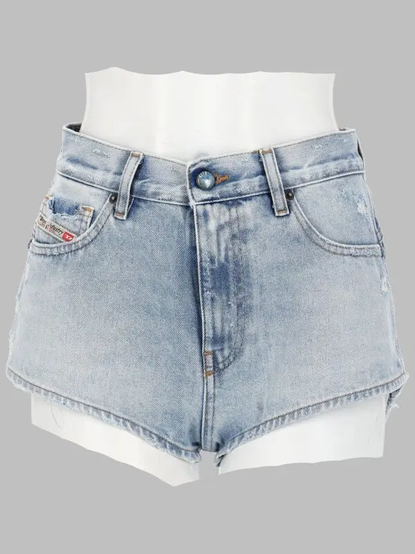 DIESEL® Denim Shorts With Frayed Hems - Blue