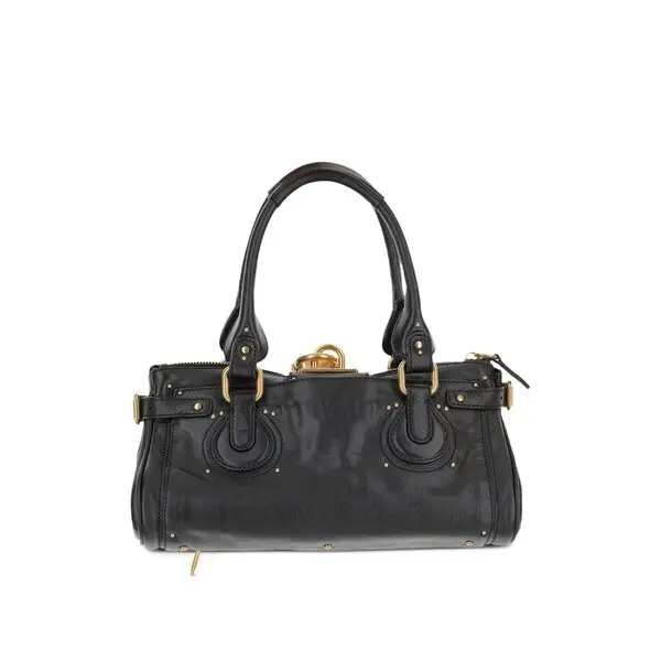 Chloé Leather Padlock Detail Shoulder Bag - Black