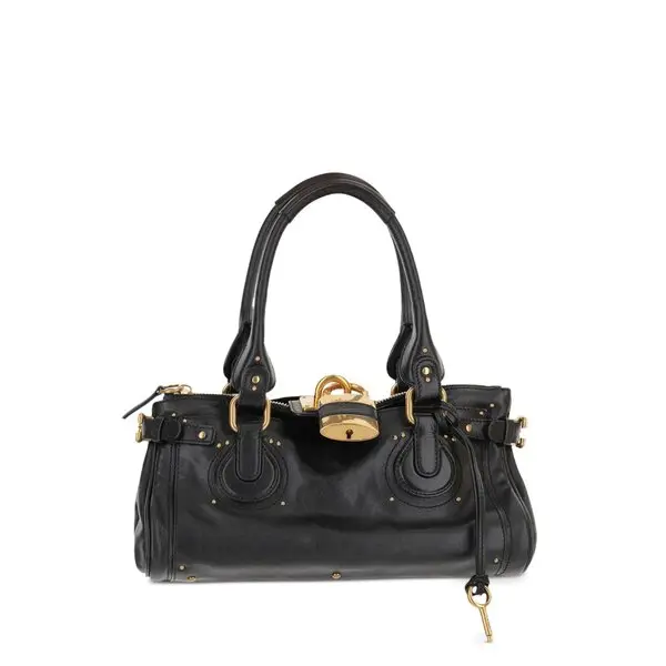 Chloé Leather Padlock Detail Shoulder Bag - Black