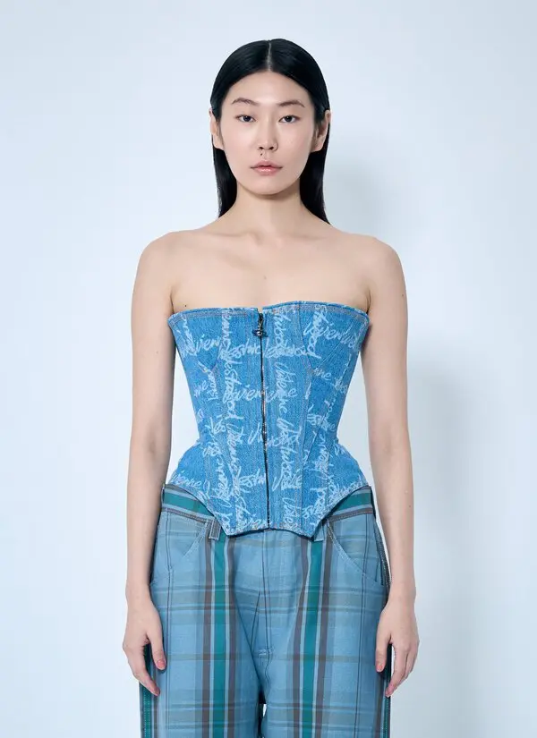 VIVIENNE WESTWOOD Denim Cobrax Corset With All-over Logo Motif