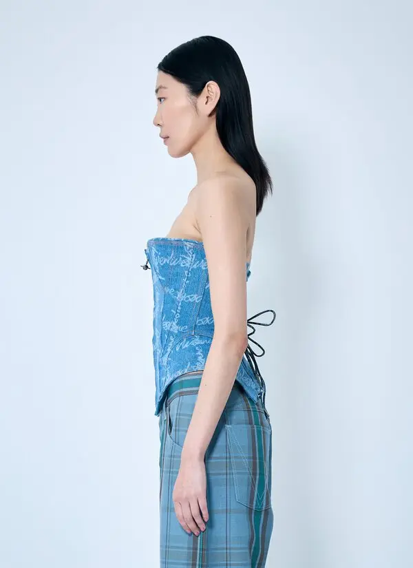 VIVIENNE WESTWOOD Denim Cobrax Corset With All-over Logo Motif
