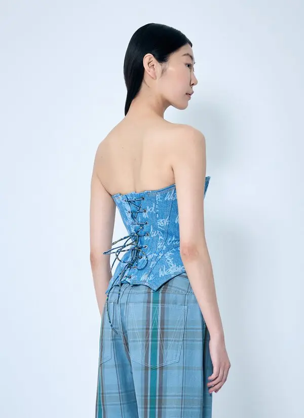 VIVIENNE WESTWOOD Denim Cobrax Corset With All-over Logo Motif