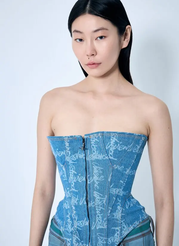 VIVIENNE WESTWOOD Denim Cobrax Corset With All-over Logo Motif