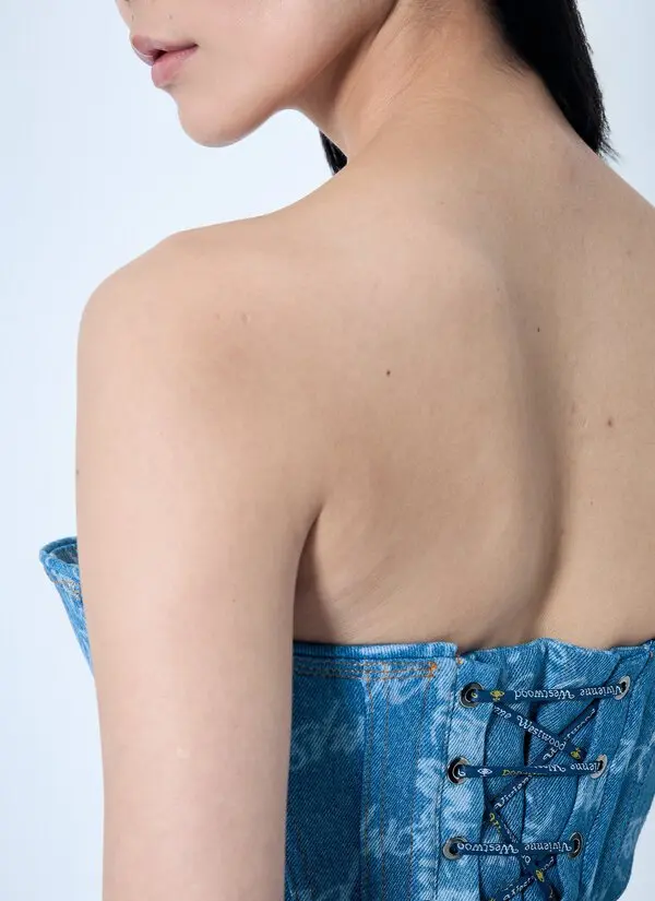 VIVIENNE WESTWOOD Denim Cobrax Corset With All-over Logo Motif