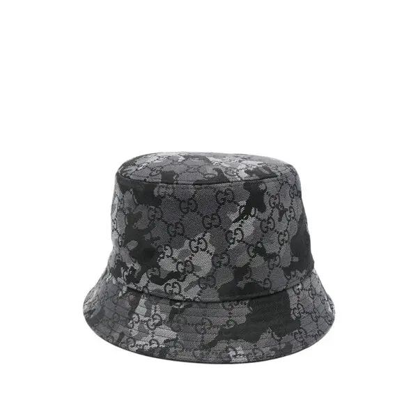 Gucci Bucket Hat With All-over Logo Camouflage Pattern - Gray