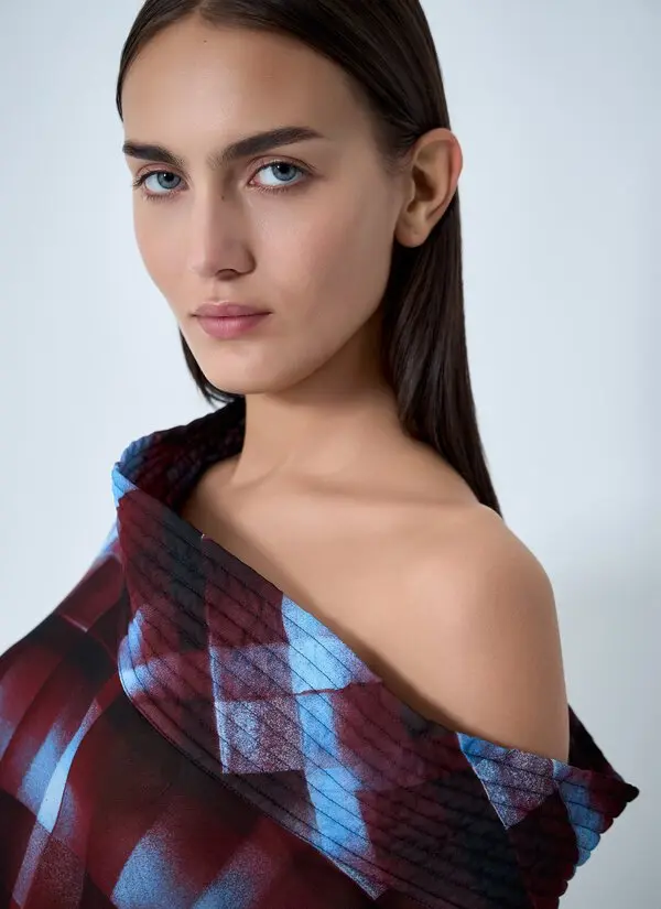 Dries Van Noten Asymmetrical Check Print Viscose Shirt