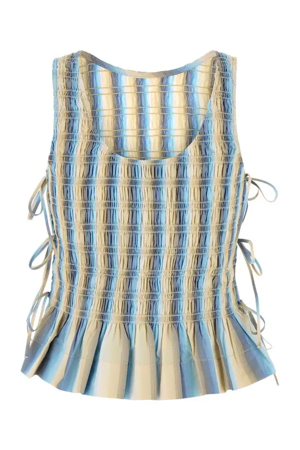 GANNI Striped Organic Cotton Top