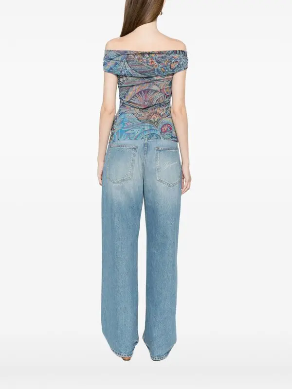 Etro Printed Semi-sheer Knot Detail Top - Multicolor