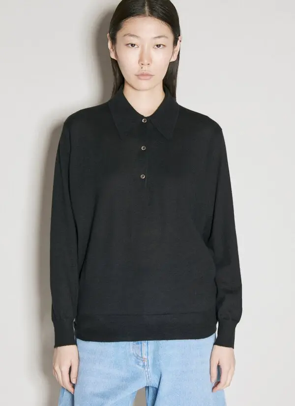 Prada Cashmere Polo Sweater - Black