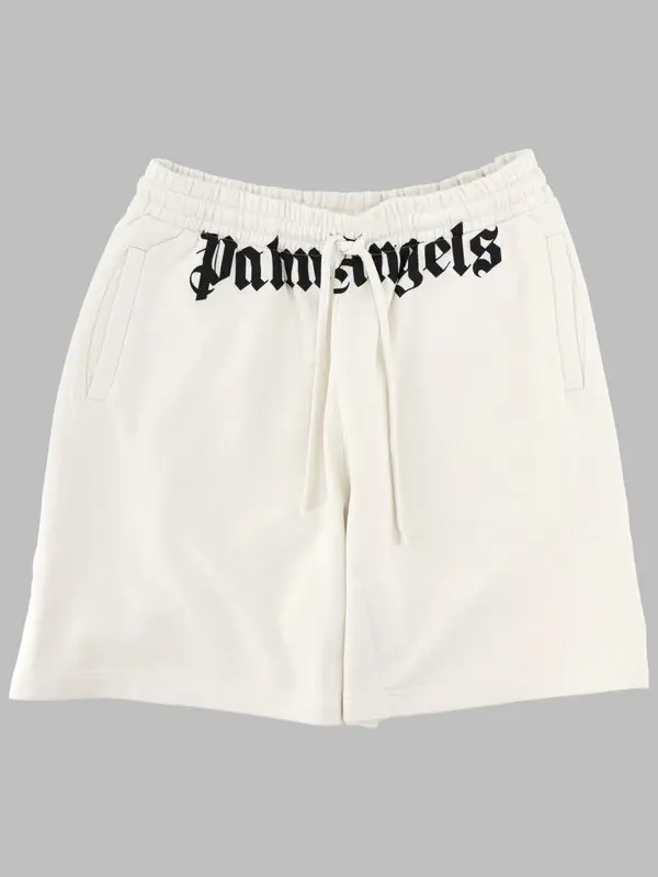 Palm Angels Logo Detail Cotton Shorts - White