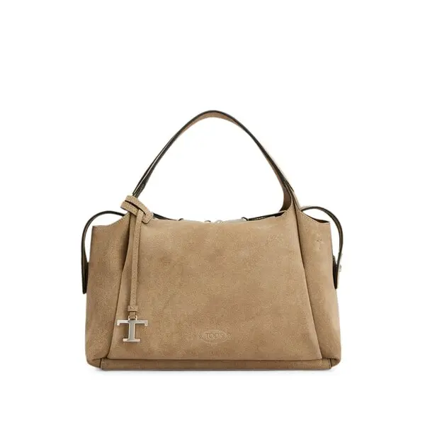 TOD'S Leather Tote Bag With Detachable Shoulder Strap And T Charm - Cream