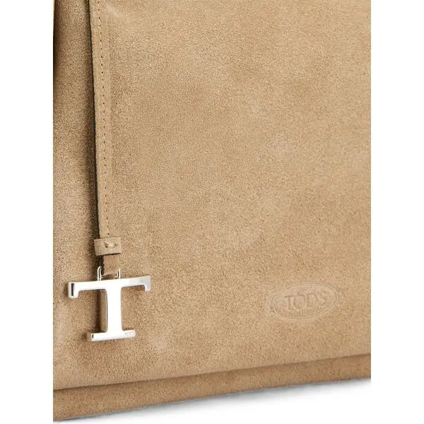 TOD'S Leather Tote Bag With Detachable Shoulder Strap And T Charm - Cream