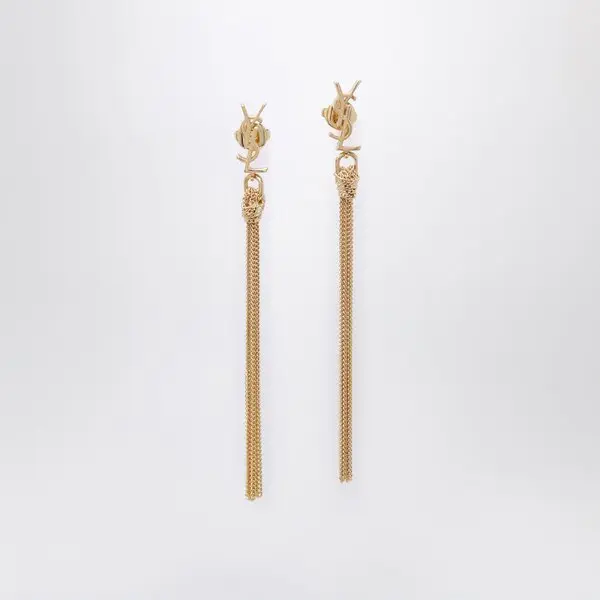 Saint Laurent Cassandre Pendant Earrings In Gold-tone Metal - Silver