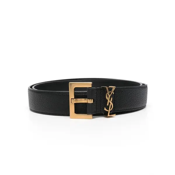 Saint Laurent Cassandre Logo Square Buckle Belt - Black