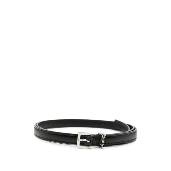 Saint Laurent Cassandre Logo Square Buckle Belt - Black