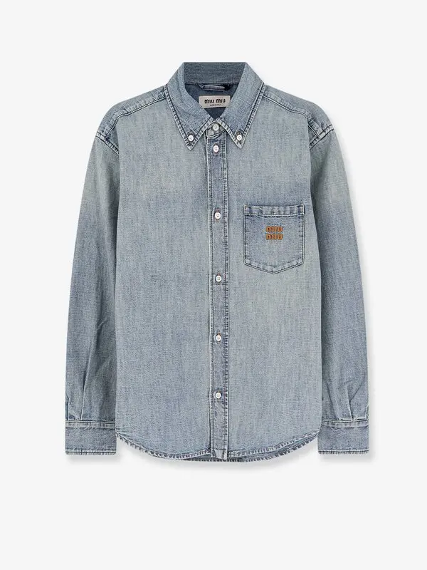 Miu Miu Embroidered Denim Shirt - Multicolor