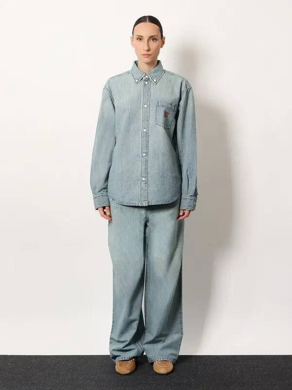 Miu Miu Embroidered Denim Shirt - Multicolor
