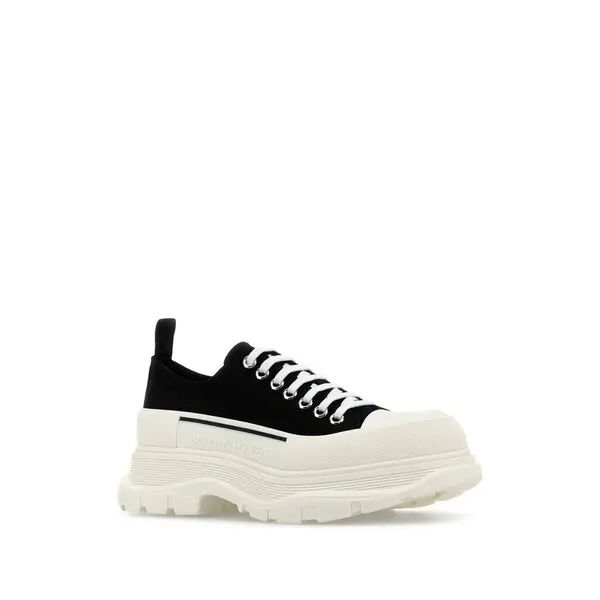Alexander McQueen Cotton Blend Low-top Trainers With Platform Sole - Black