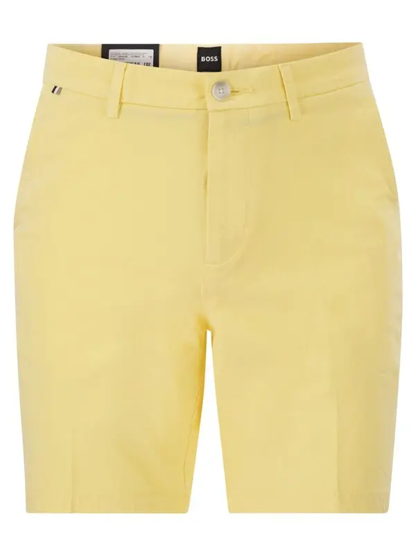 BOSS Stretch Cotton Chino Shorts In Modern Regular Fit - Yellow