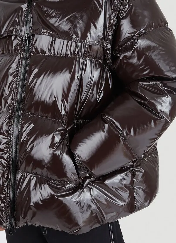 Bottega Veneta Glossy Padded Down Jacket With Funnel Neck And Drawstring Hem - Brown