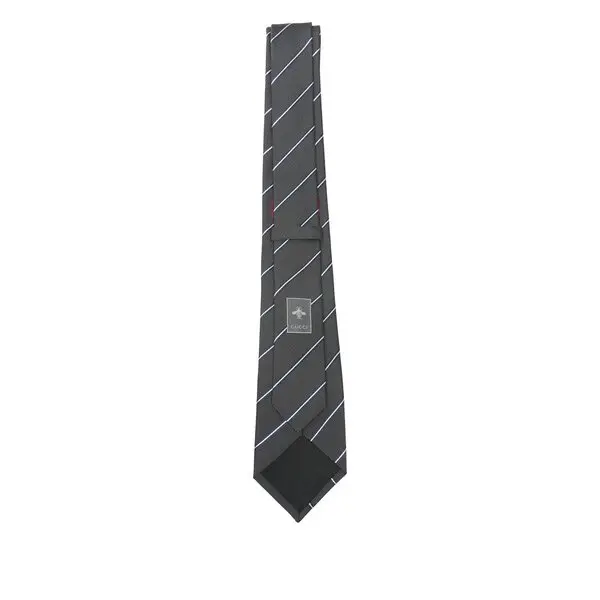 Gucci Grey Striped Silk Neck Tie