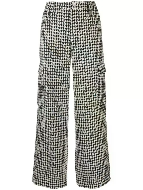 ROTATE BY BIRGER CHRISTENSEN Houndstooth Sparkly Trousers - Black