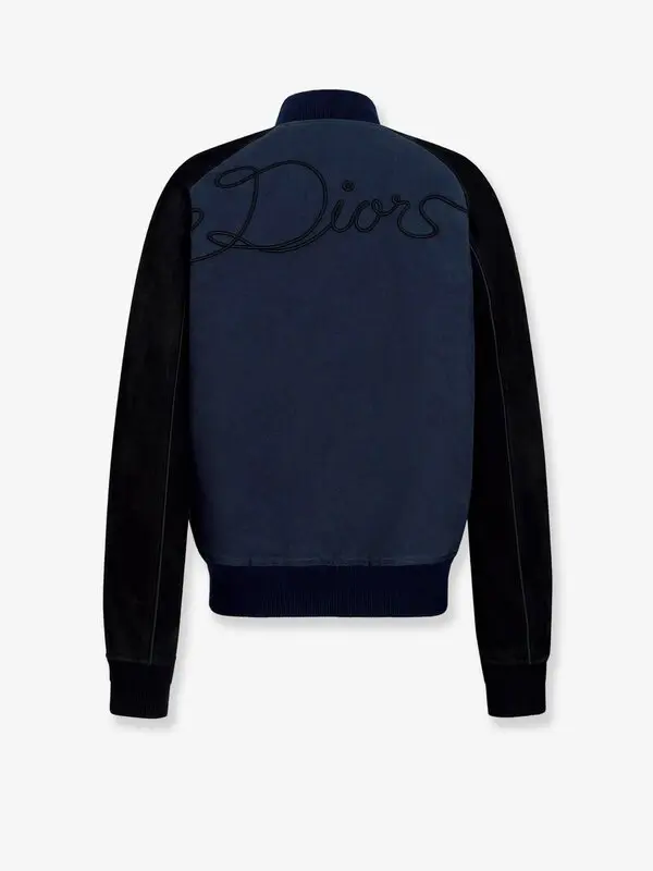 Dior Ribbon Embroidered Suede And Cotton Bomber Jacket - Multicolor